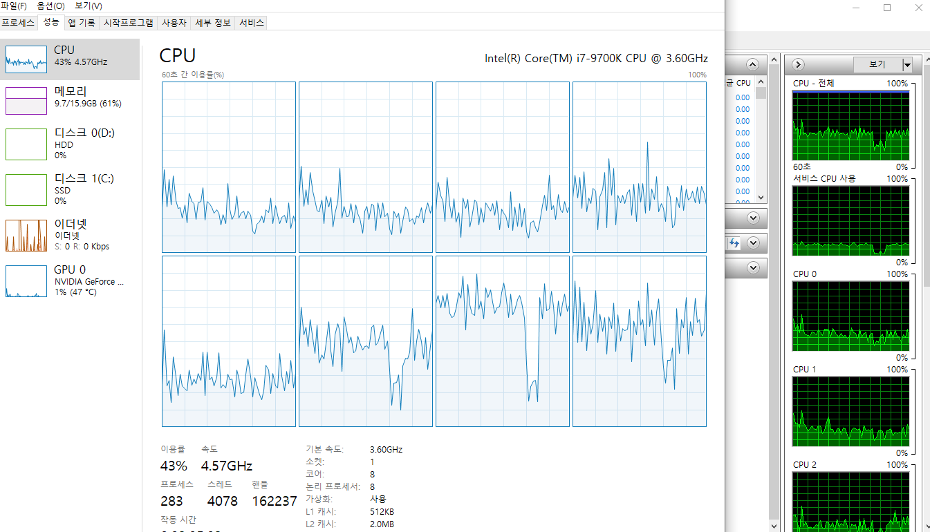 cpu사용율 질문점요. | 질문 게시판