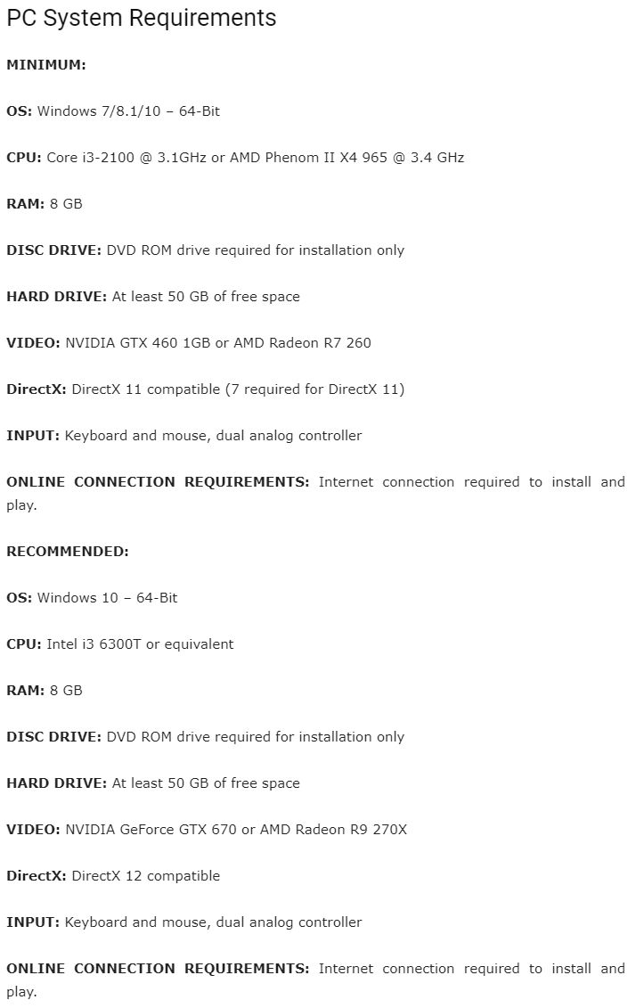 PC용 피파 19 최소 사양 권장 사양