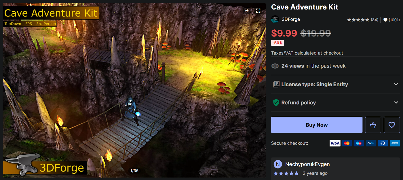 에셋스토어 무료 Cave Adventure Kit