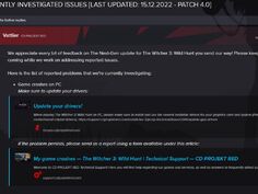 CDPR, 현재 조사 중인 위쳐3 차세대버전 이슈 리스트 | PC 게임 정보