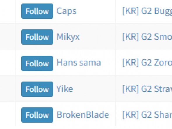 G2 선수들 한국섭 닉 | 리그 오브 레전드