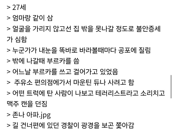 불안증세 때문에 부르카를 쓴 썰.txt | 유머 게시판 | RULIWEB