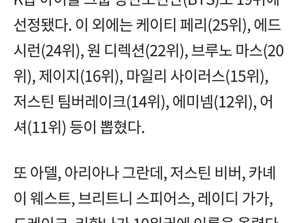 BTS 객관적으로 보니 19위 정도 되는 가수일뿐 | 유머 게시판 | RULIWEB