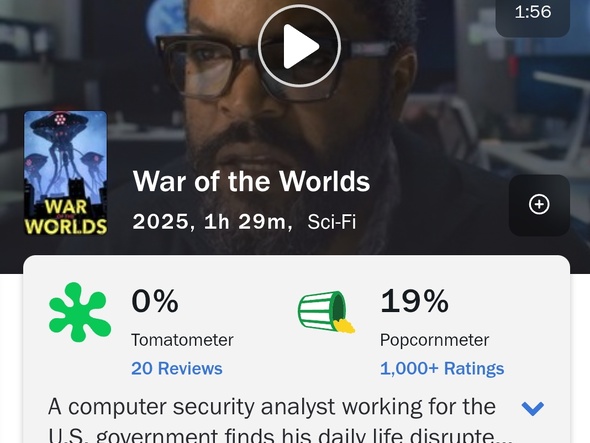 우주전쟁2025 로튼 토마토 수치 0 기록